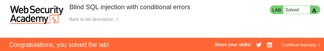 12 - Blind SQL injection with conditional errors