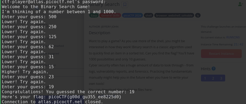 Binary Search Writeup Pico Ctf Challenge Solved