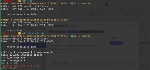 Commitment issues Writeup - Pico CTF Challenge Solved