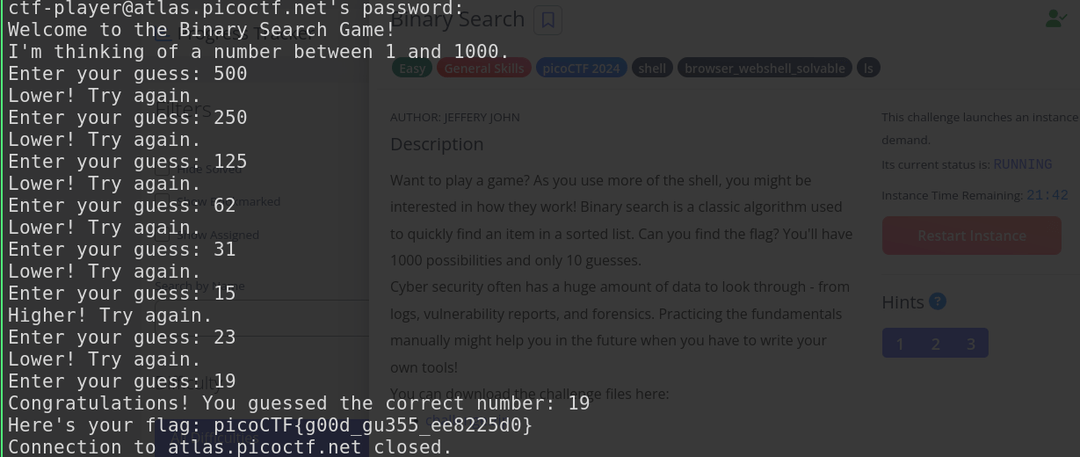 Binary Search Writeup Pico Ctf Challenge Solved